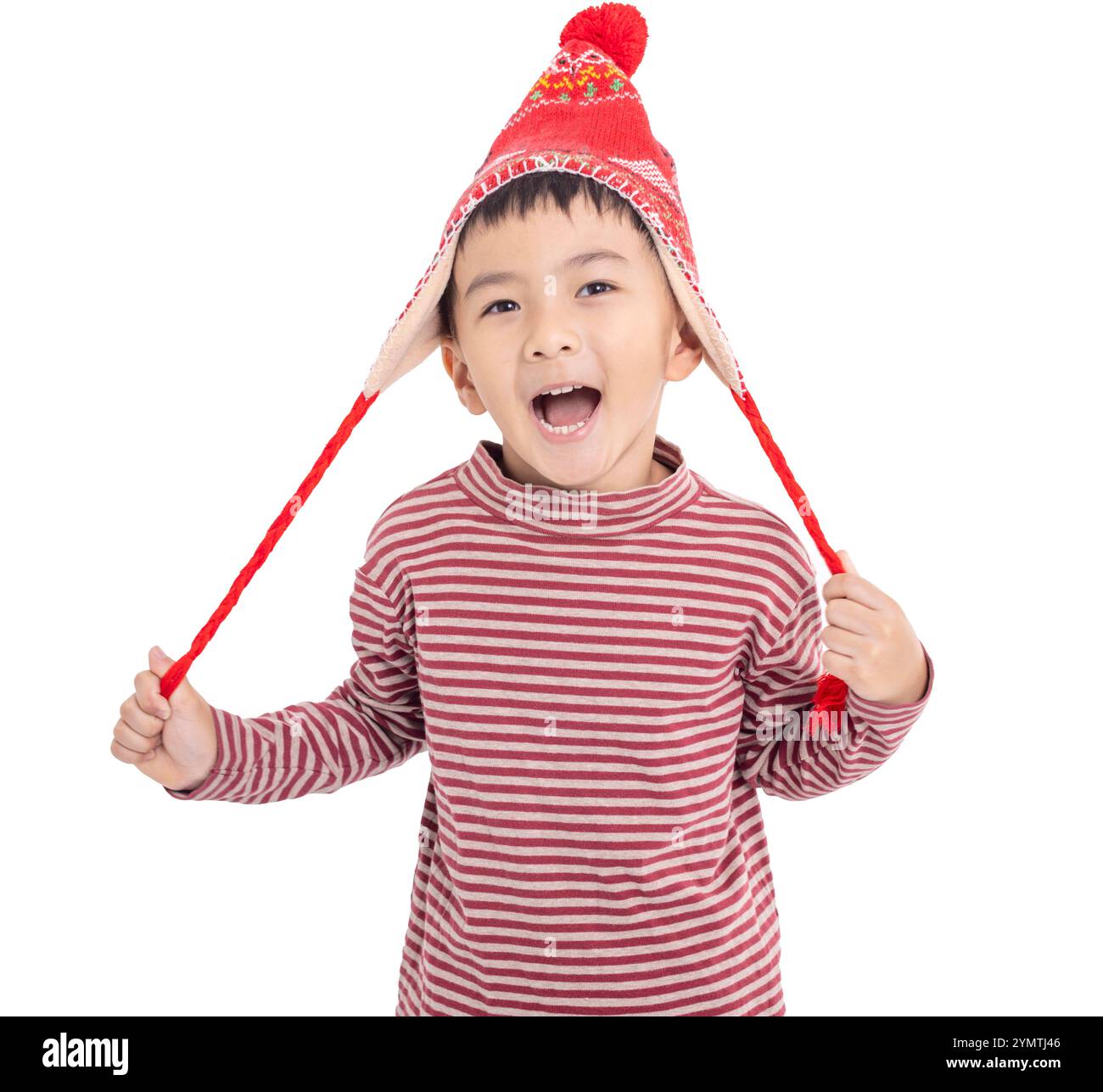 Happy asian Kid Dressed as Santa isolated on white Stock Photo - Alamy