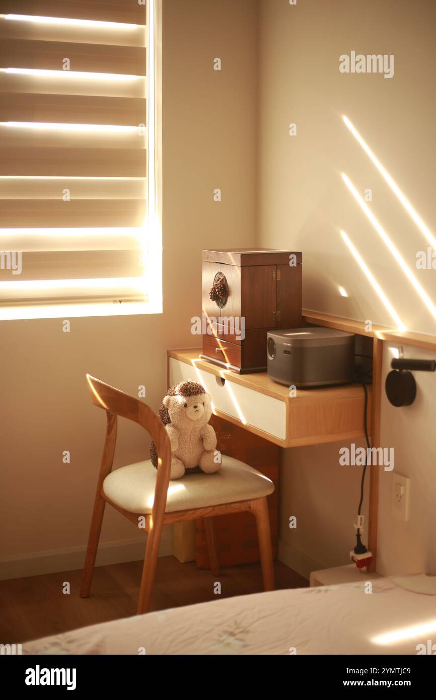 A cute bear inside bedroom with sunlight Stock Photo - Alamy
