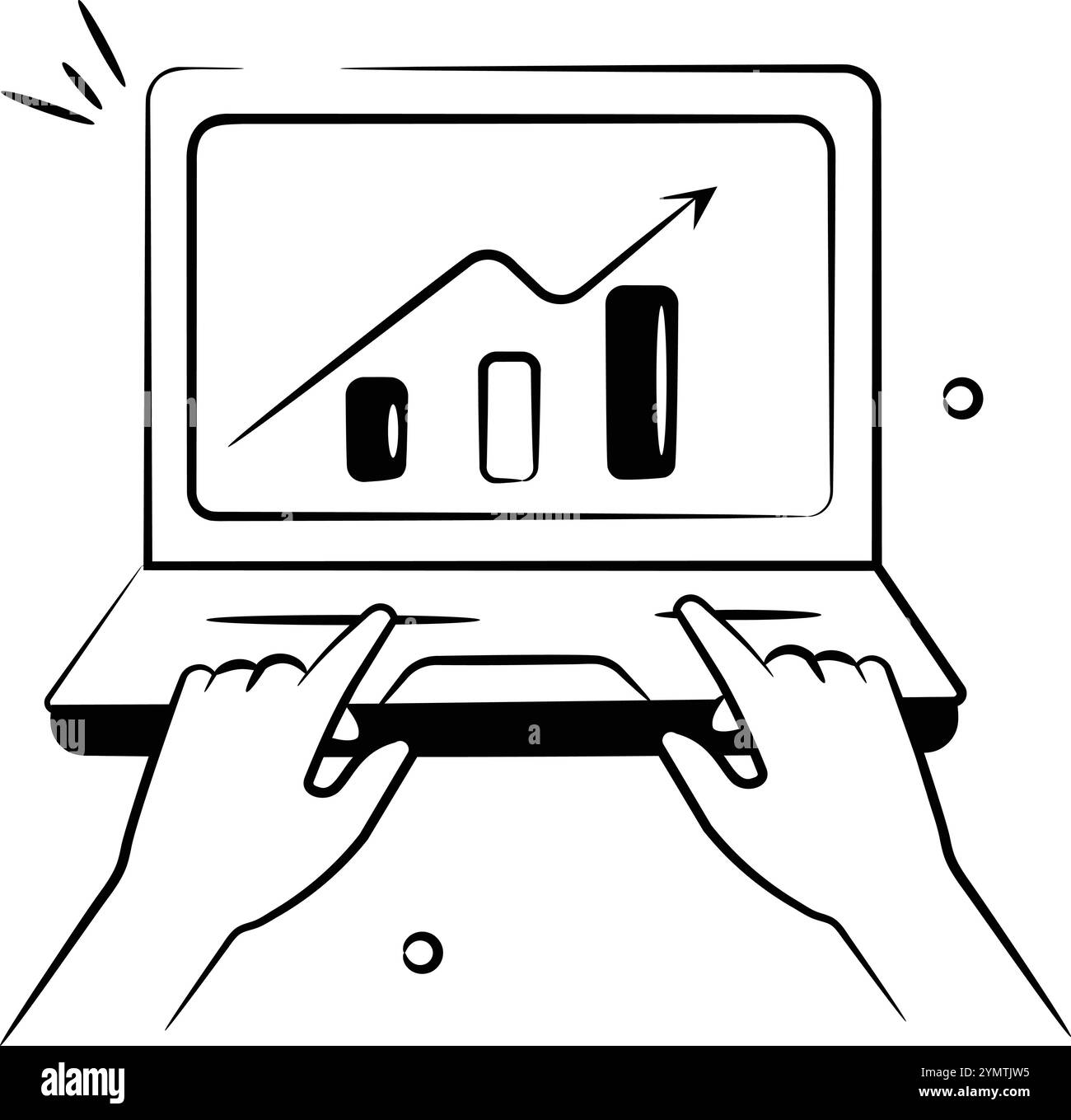 Growth chart inside laptop showing concept icon of online analytics or online stats, data ...