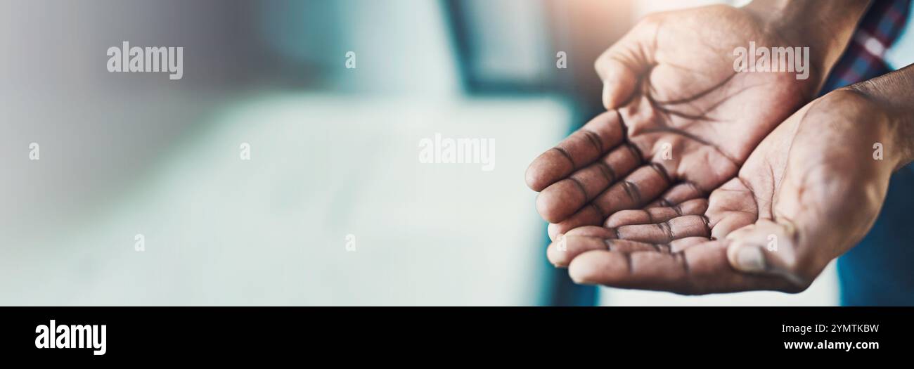 Open hands, need and help for poor, palm and asking for donation ...