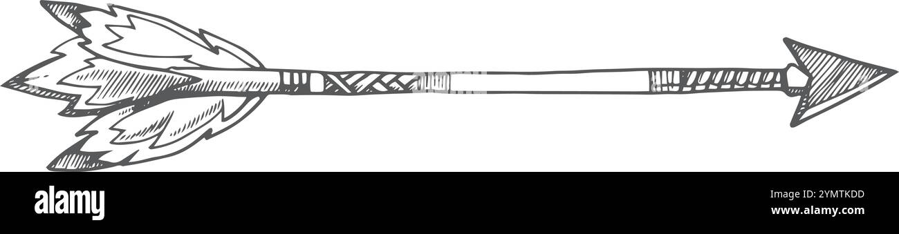 Flying arrow sketch. Decorative vintage boho element Stock Vector Image ...