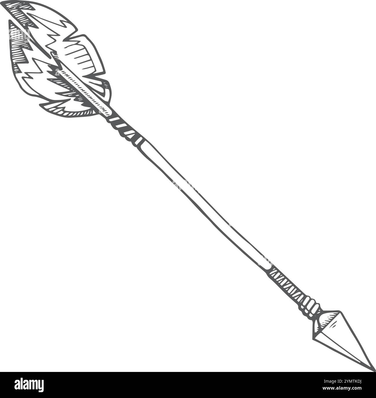 Boho arrow sketch. Native weapon decorative drawing Stock Vector Image ...