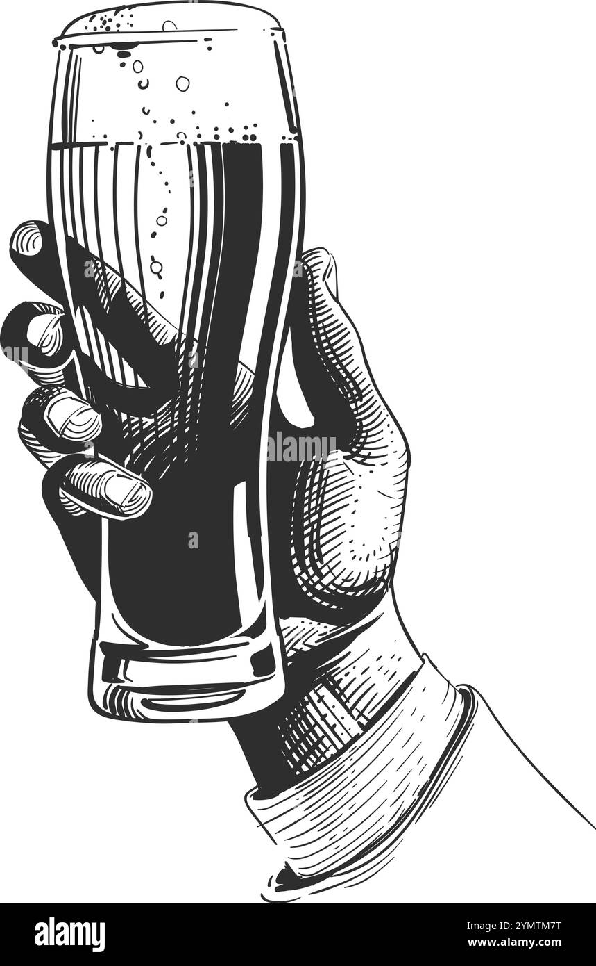 Lager beer glass in Black and White Stock Photos & Images - Alamy