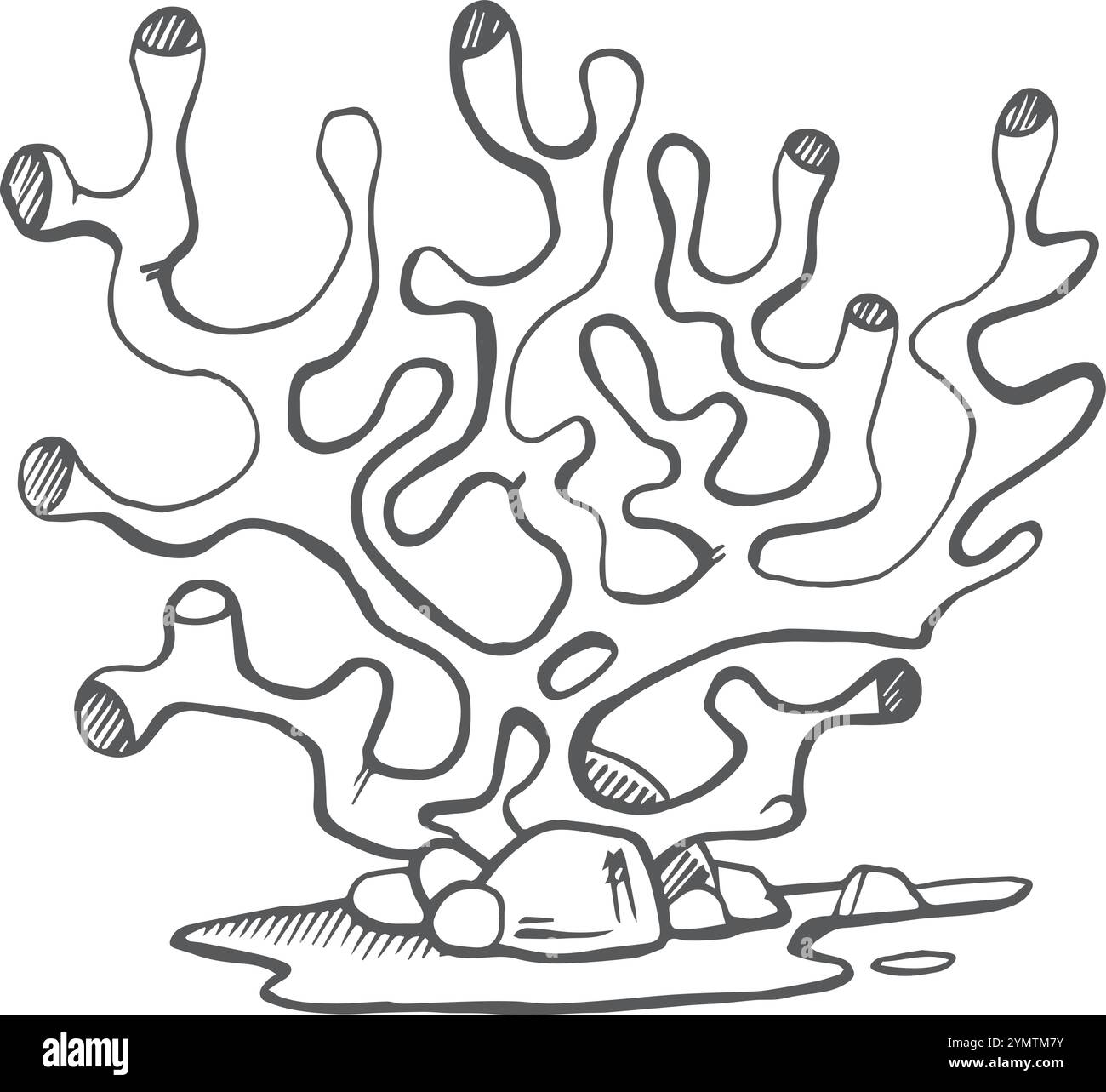Coral branch doodle. Sea wildlife aquarium decoration Stock Vector ...