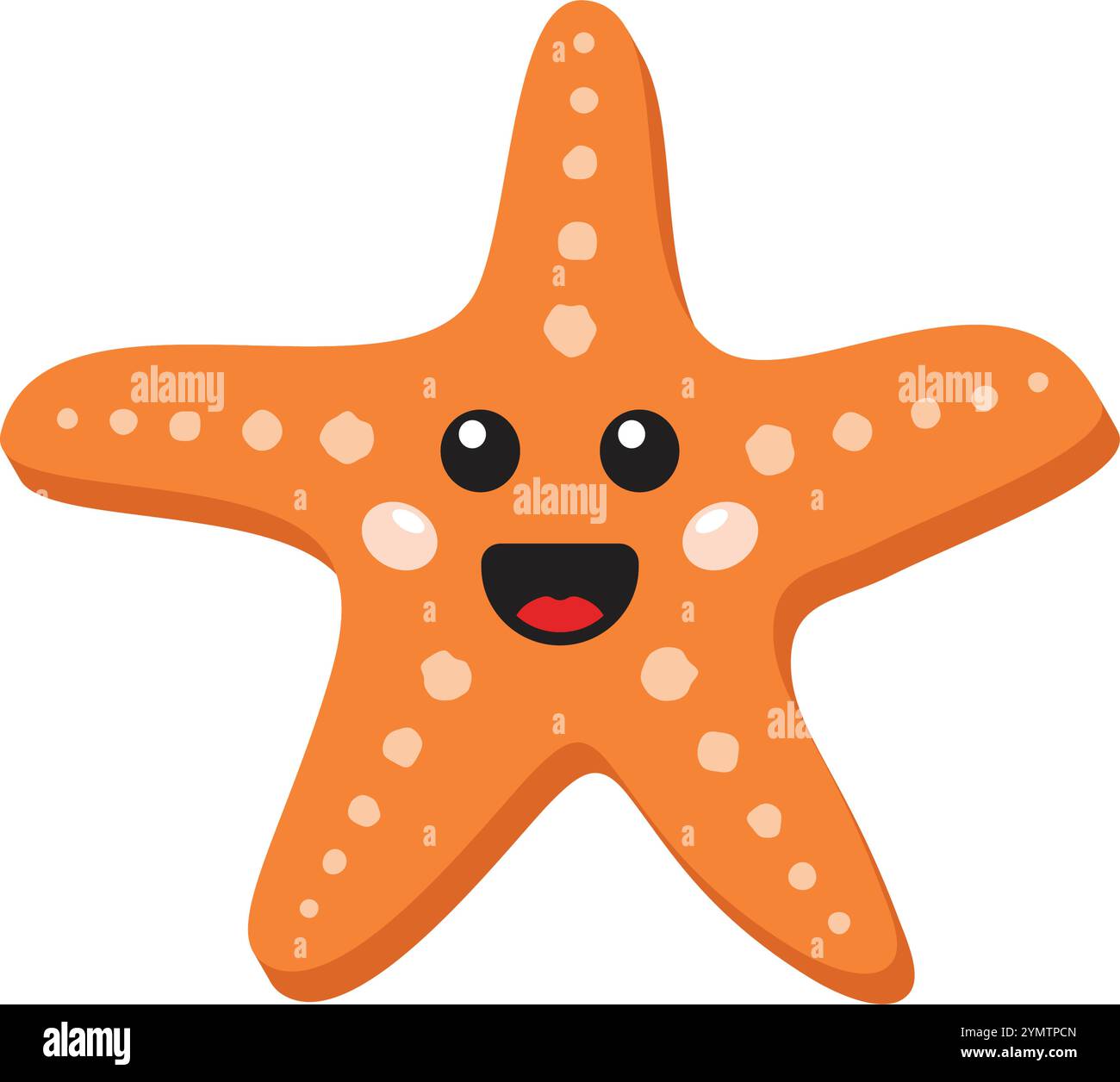 Cute smiling starfish icon in flat style. Sea stars vector illustration ...