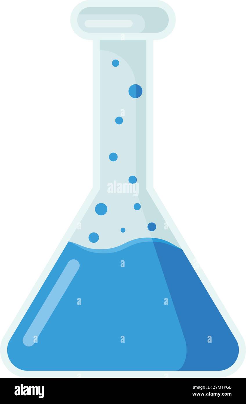 Science lab bottle icon in flat style. Laboratory glassware equipment ...