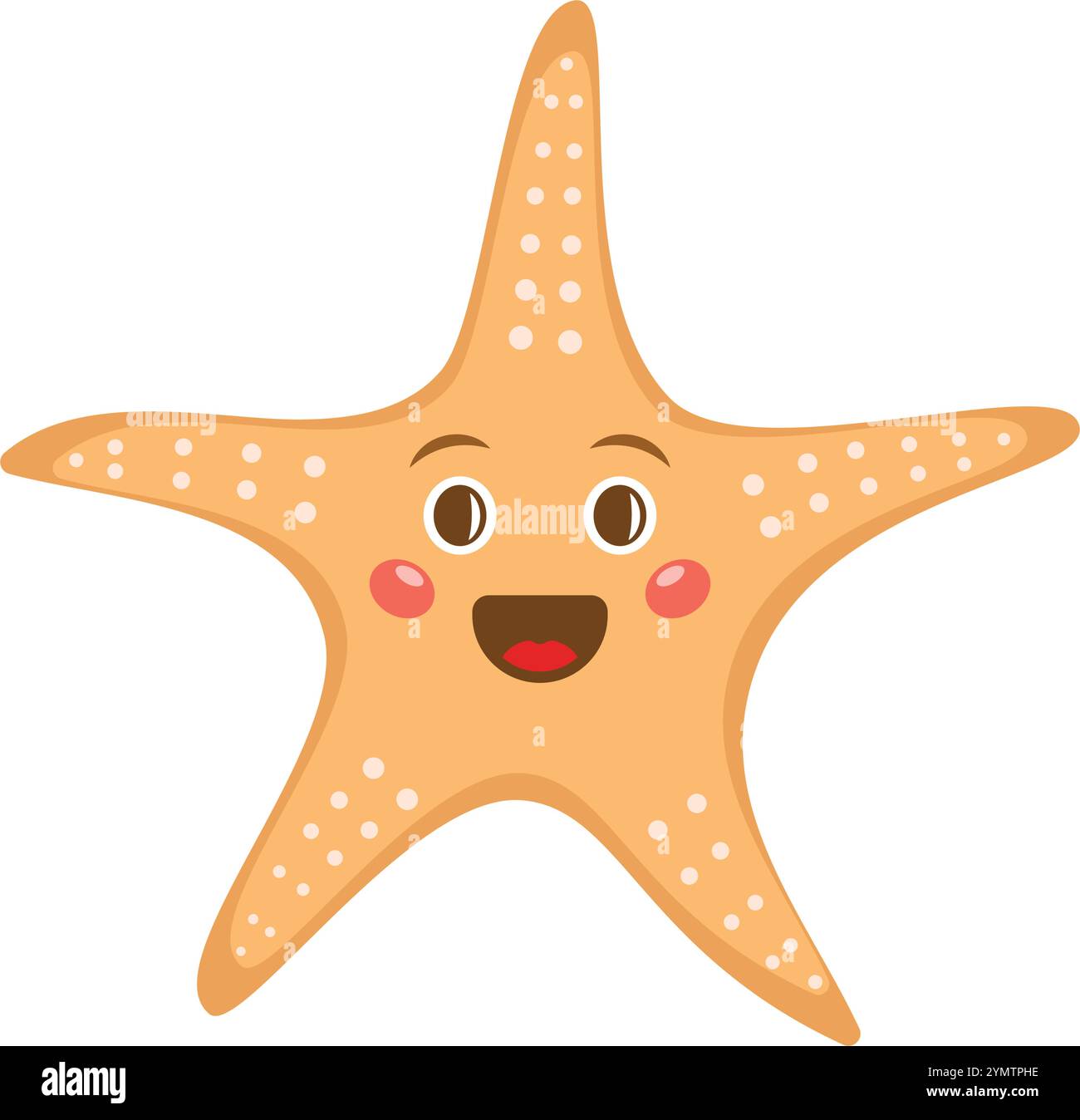 Cute smiling starfish icon in flat style. Sea stars vector illustration ...