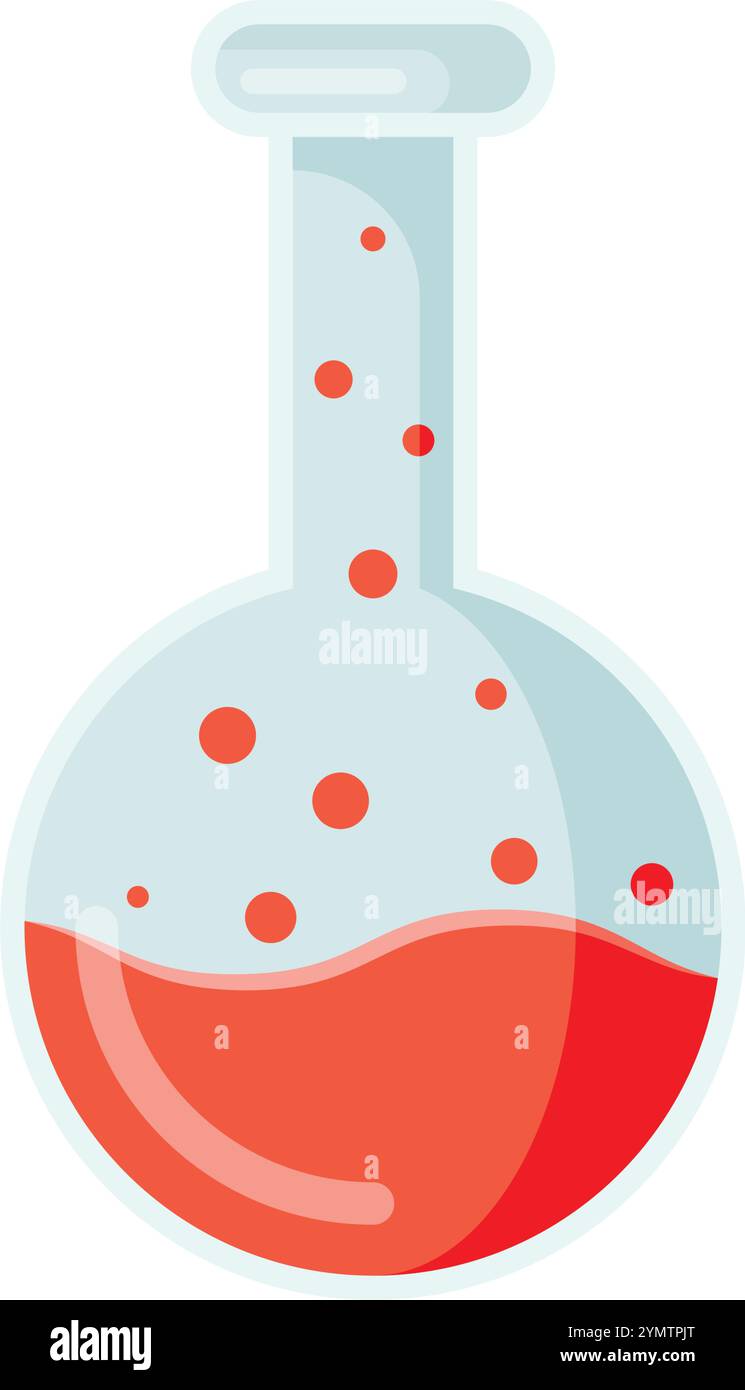 Science lab bottle icon in flat style. Laboratory glassware equipment ...