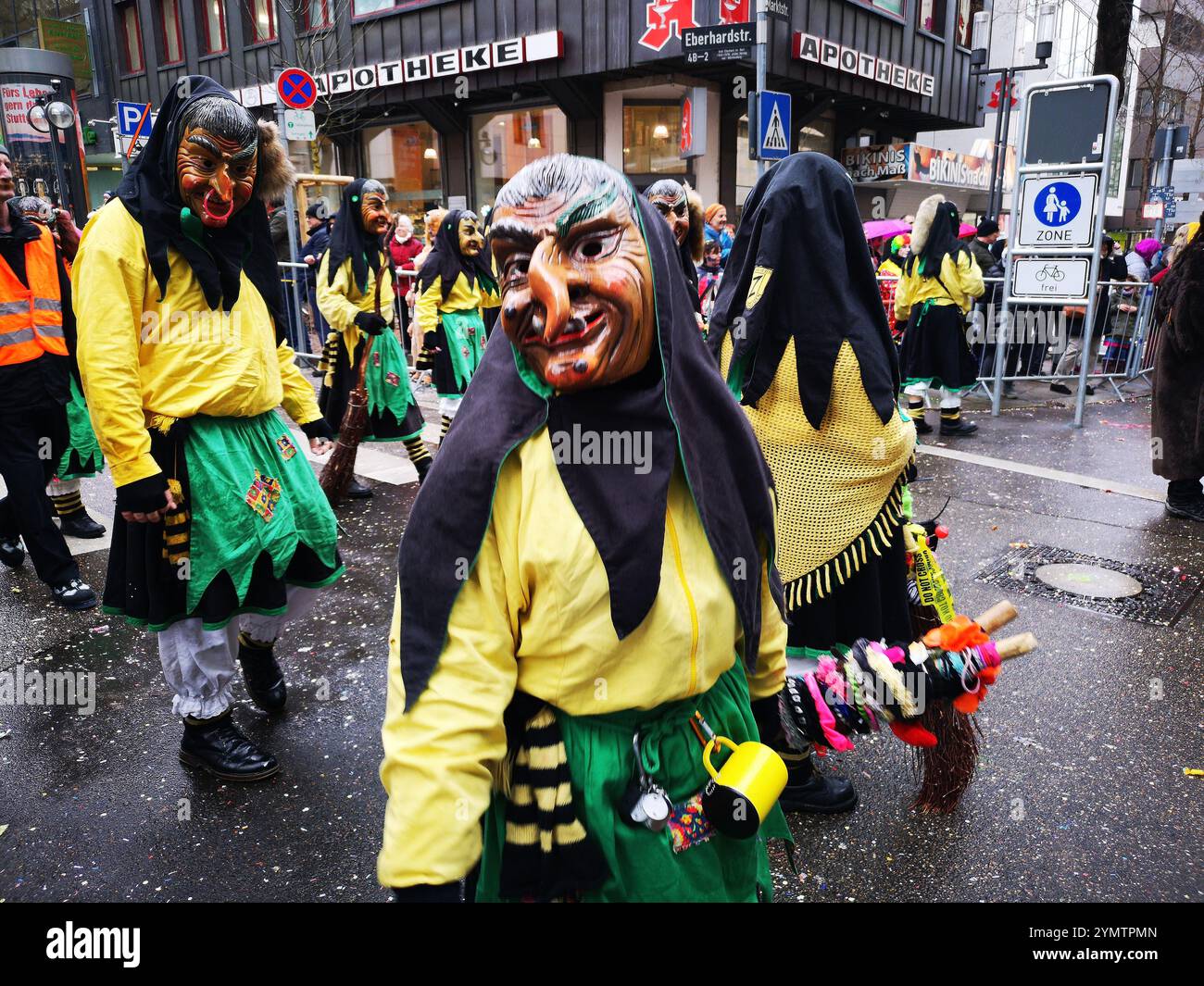 Stuttgart, Germany, 5th March 2019. A colourful parade with marching ...