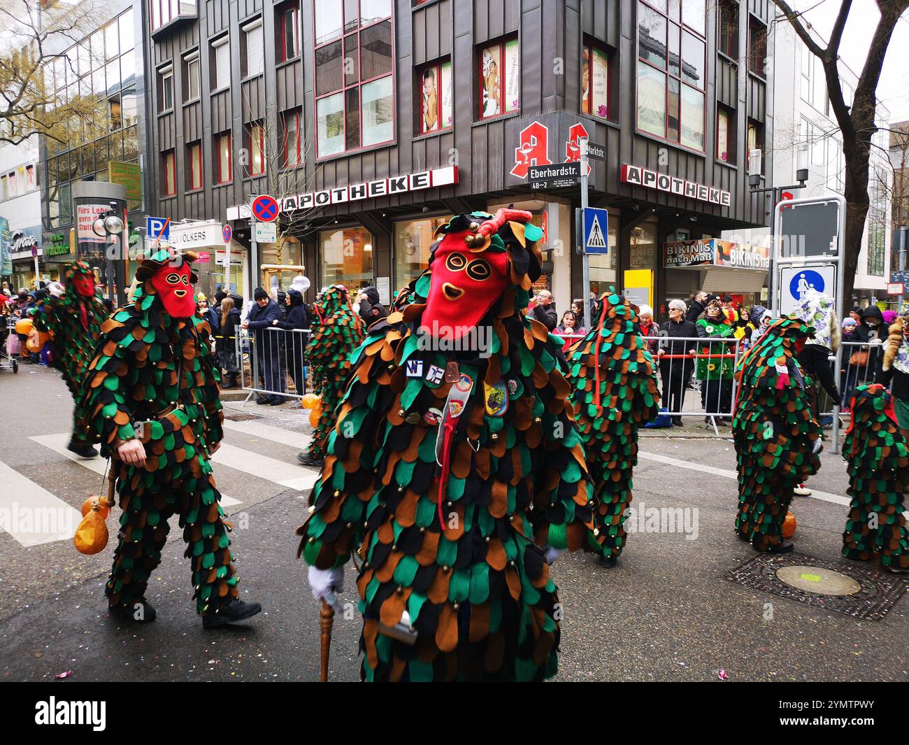 Stuttgart, Germany, 5th March 2019. A colourful parade with marching ...