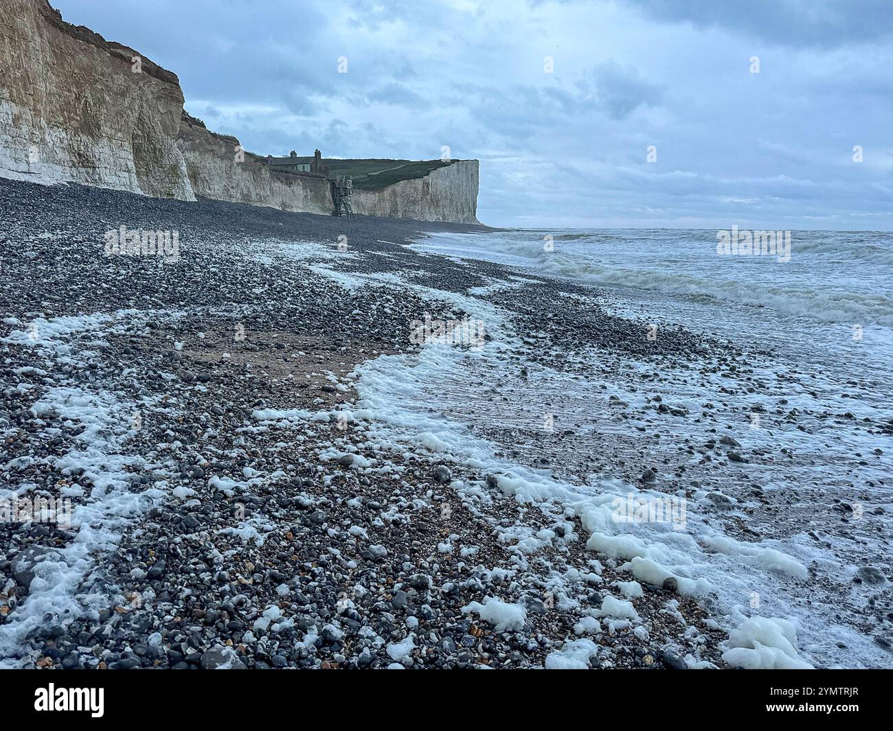 Birling Gap, Eastbourne. 23rd November 2024. Gale force winds, large ...