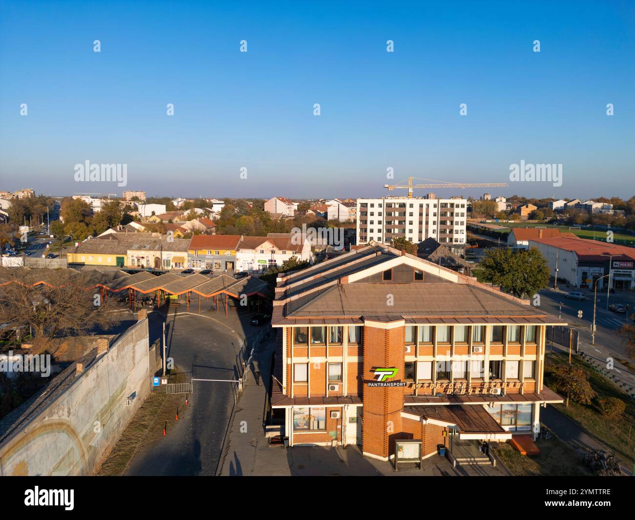 Aerial view of Pancevo main Bus Station (Glavna autobuska stanica ...