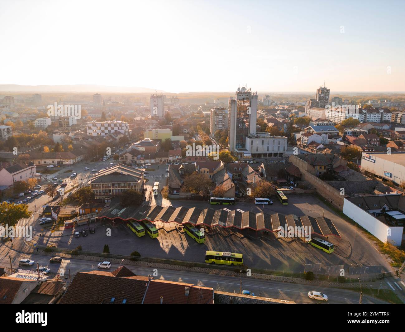 Aerial view of Pancevo main Bus Station (Glavna autobuska stanica ...