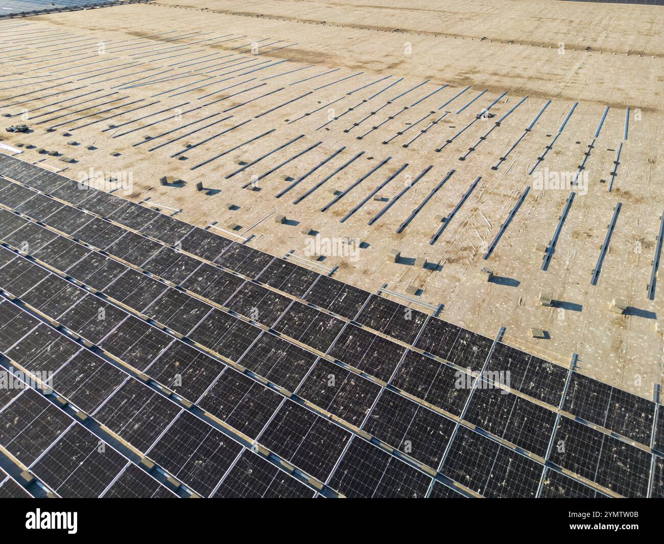 Eco building or factory in aerial view consist of solar or photovoltaic ...