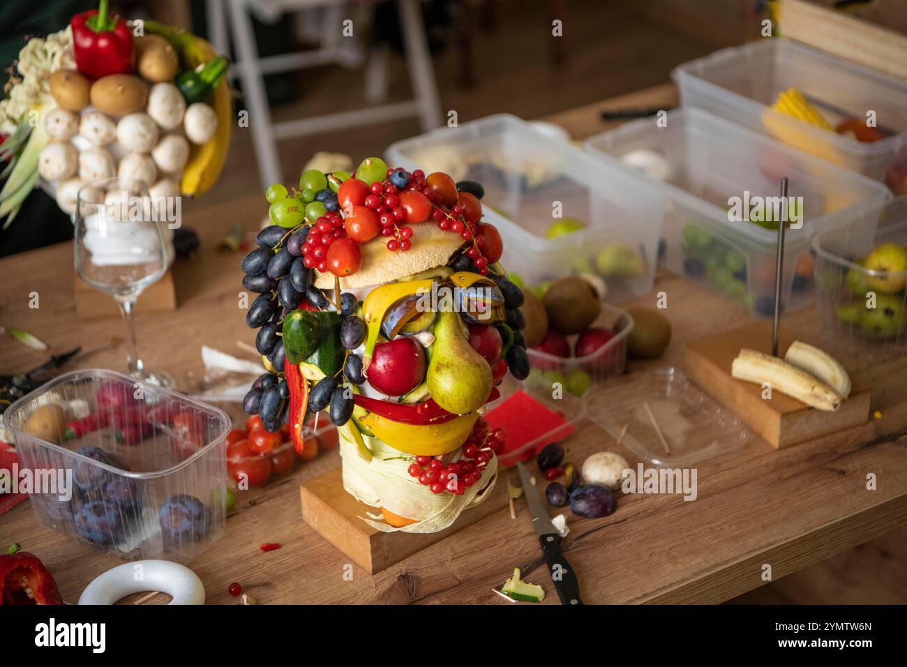 Hand made Food Sculpture Head as a vegan or vegetarian edible art or creative food sculptures ...