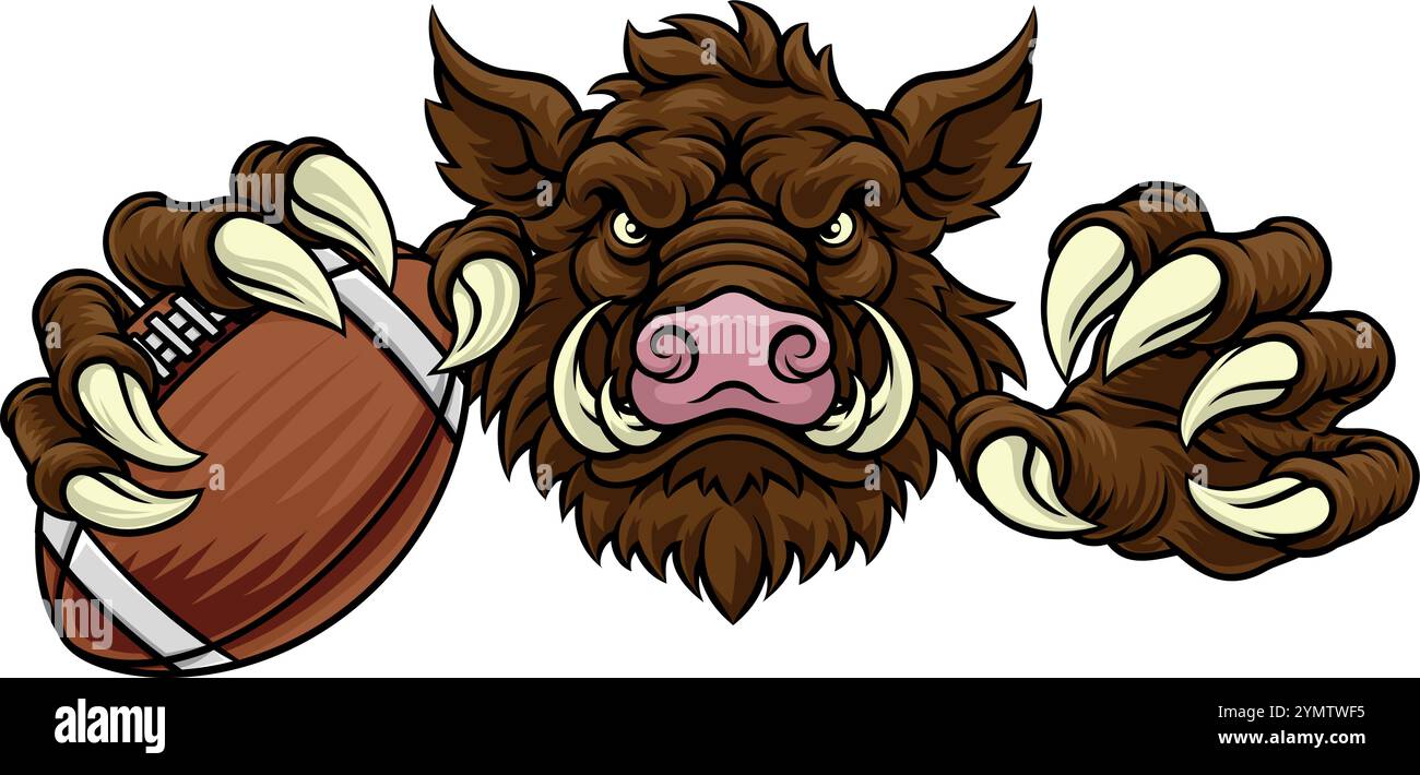 Boar Wild Hog Razorback Warthog Football Mascot Stock Vector Image ...