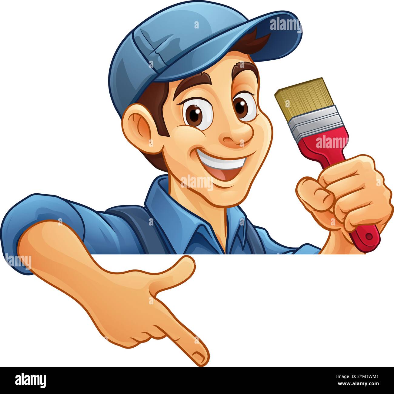Painter Decorator Cartoon Paint Brush Handyman Stock Vector Image & Art ...