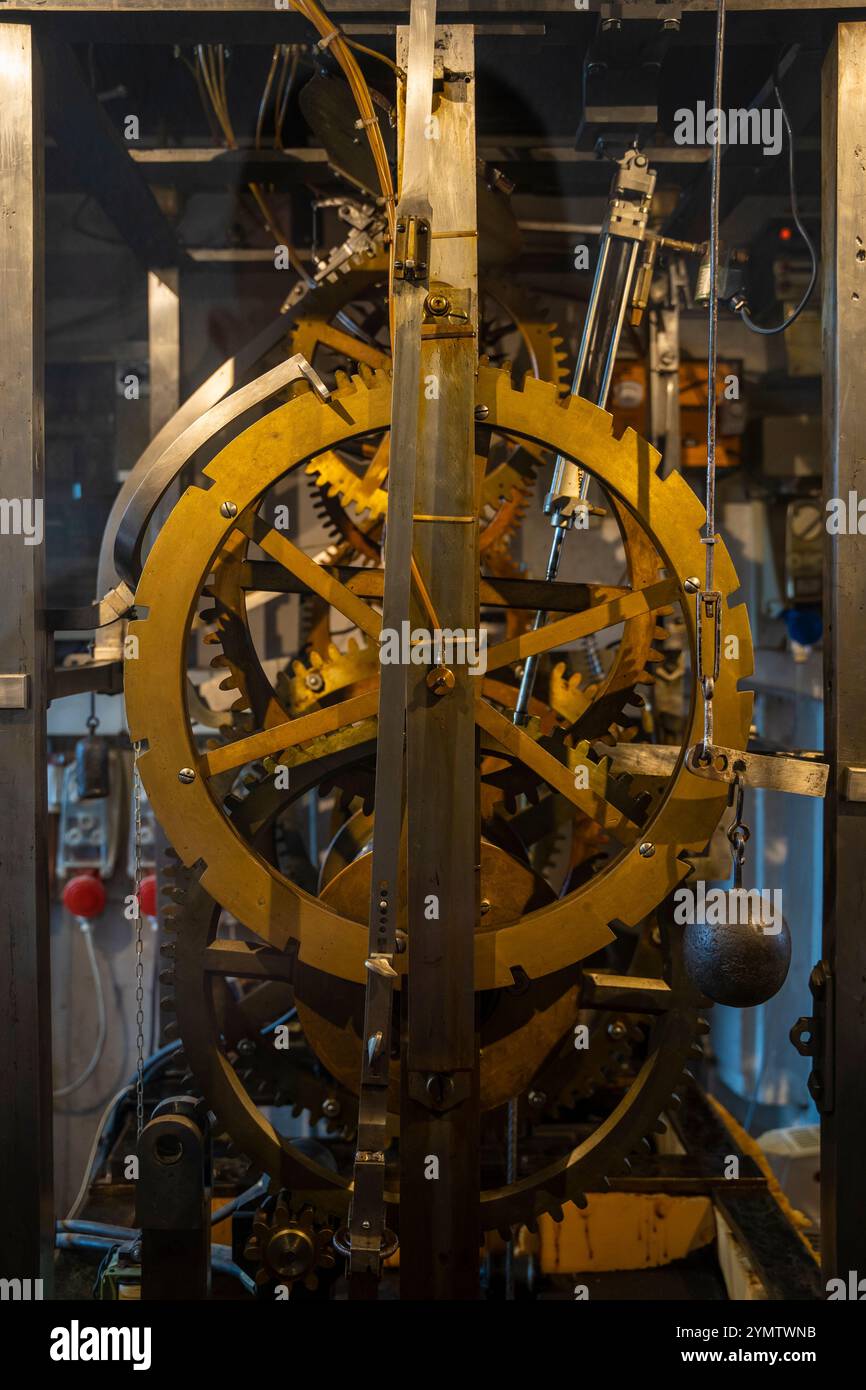 Close up of the mechanism of ancient clock of Accursi palace tower ...