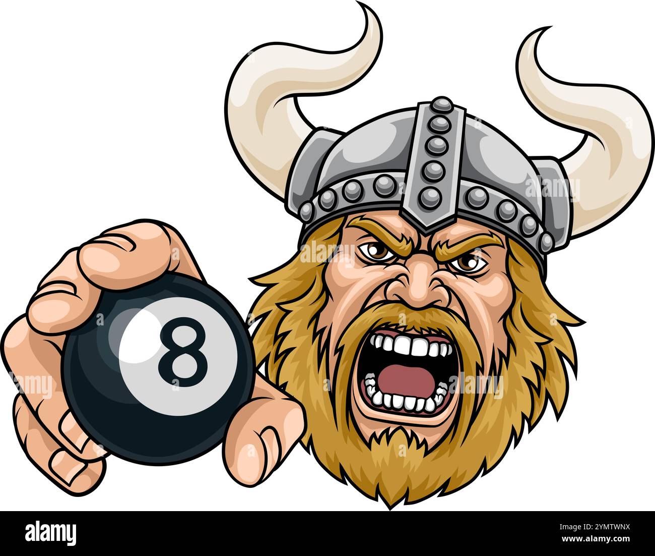 Viking Billiards Pool 8 Black Ball Sports Mascot Stock Vector Image ...