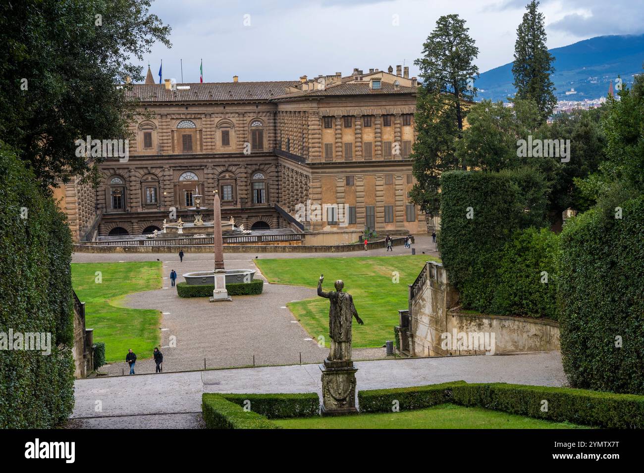 View of the Boboli Amphitheatre and Uffizi Palace. Boboli gardens ...