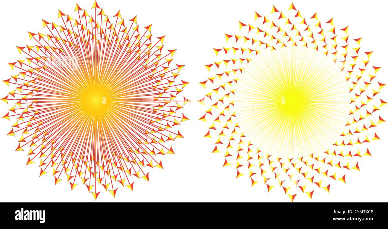 Abstract arrow lines overlapping objects like sunburst or starburst in ...