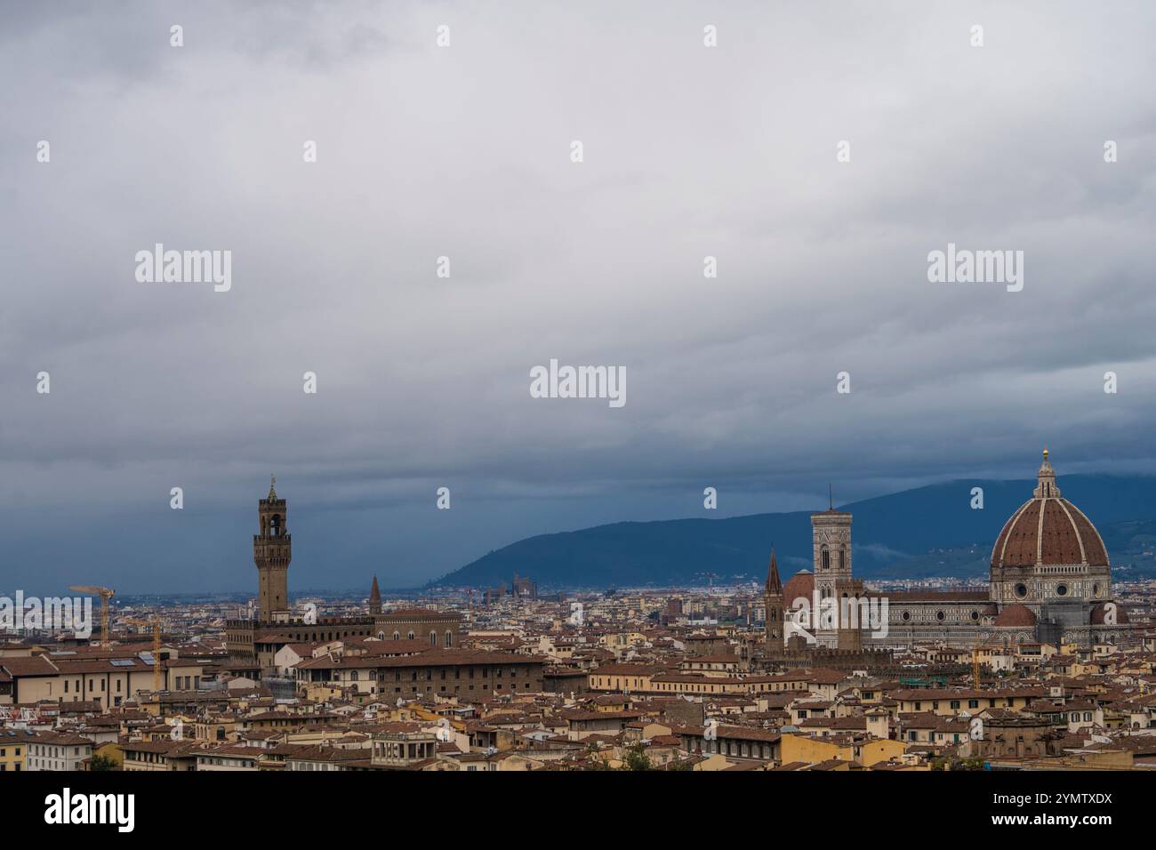 Beautiful view of Florence (Firenze) city in Italy with cloudy sky from ...