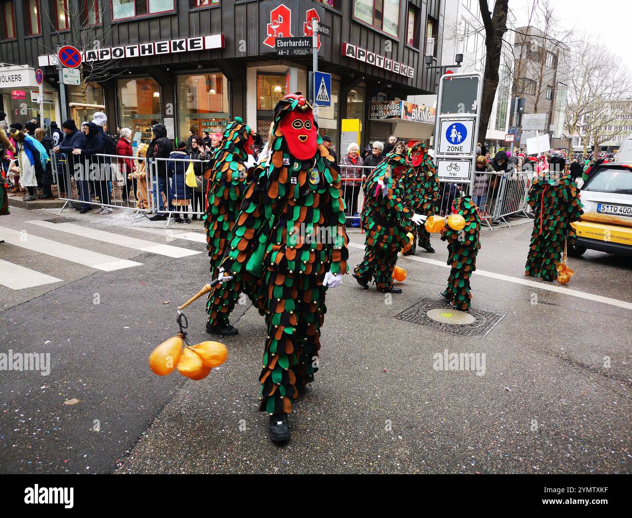 Stuttgart, Germany, 5th March 2019. A colourful parade with marching ...