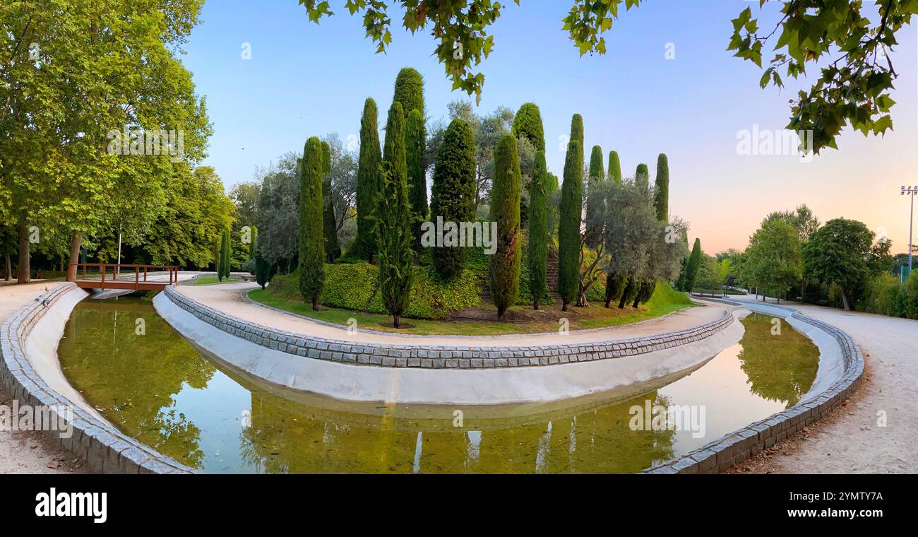 Bosque del Recuerdo, panoramic view. El Retiro park, Madrid, Spain ...