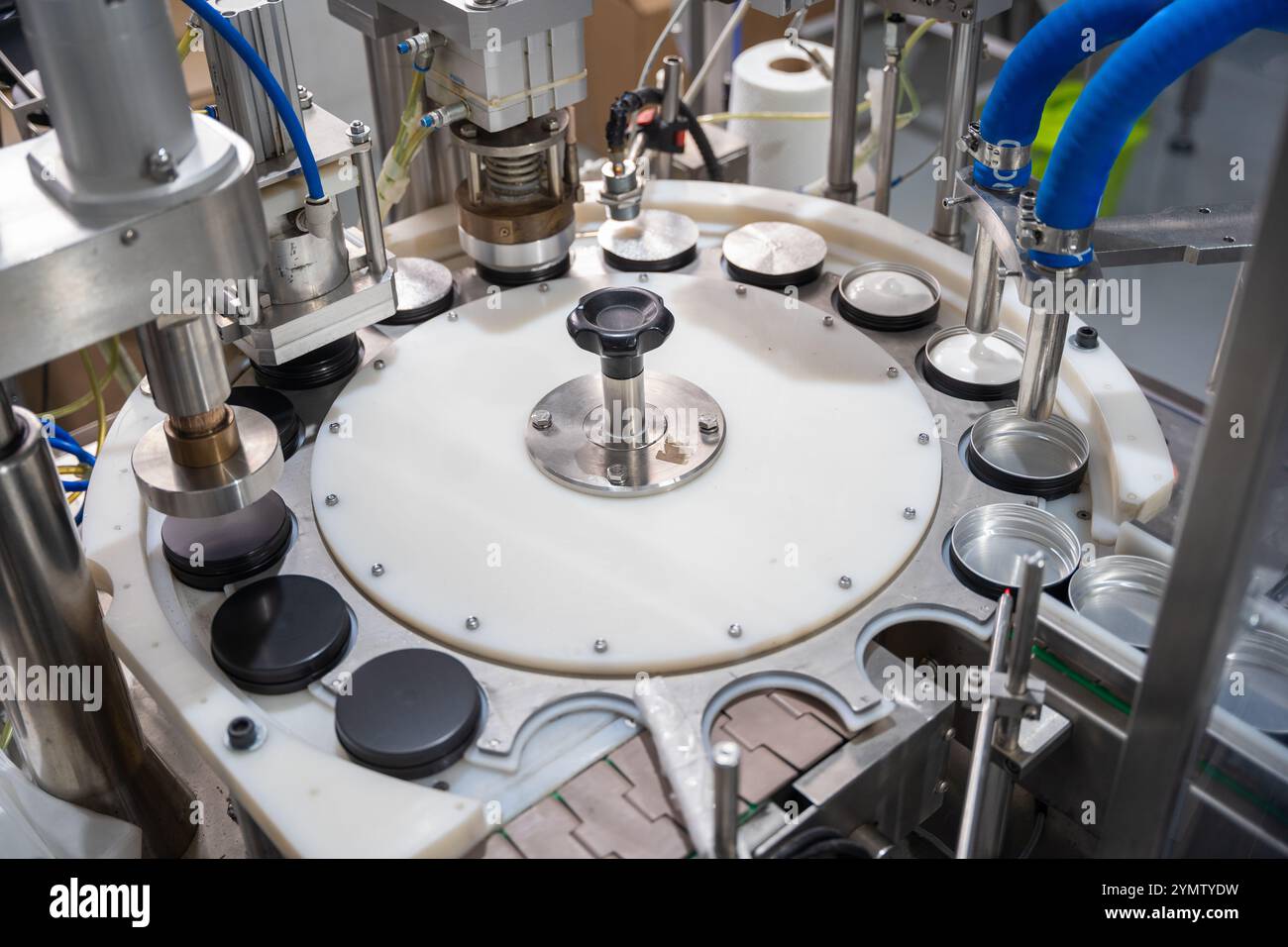 Production line of beauty and healthcare products at plant or factory ...