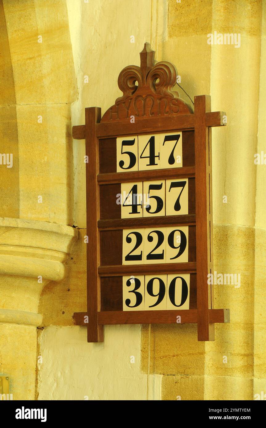 Hymn numbers in Paish church of St.John the Baptist, Broadwindsor ...