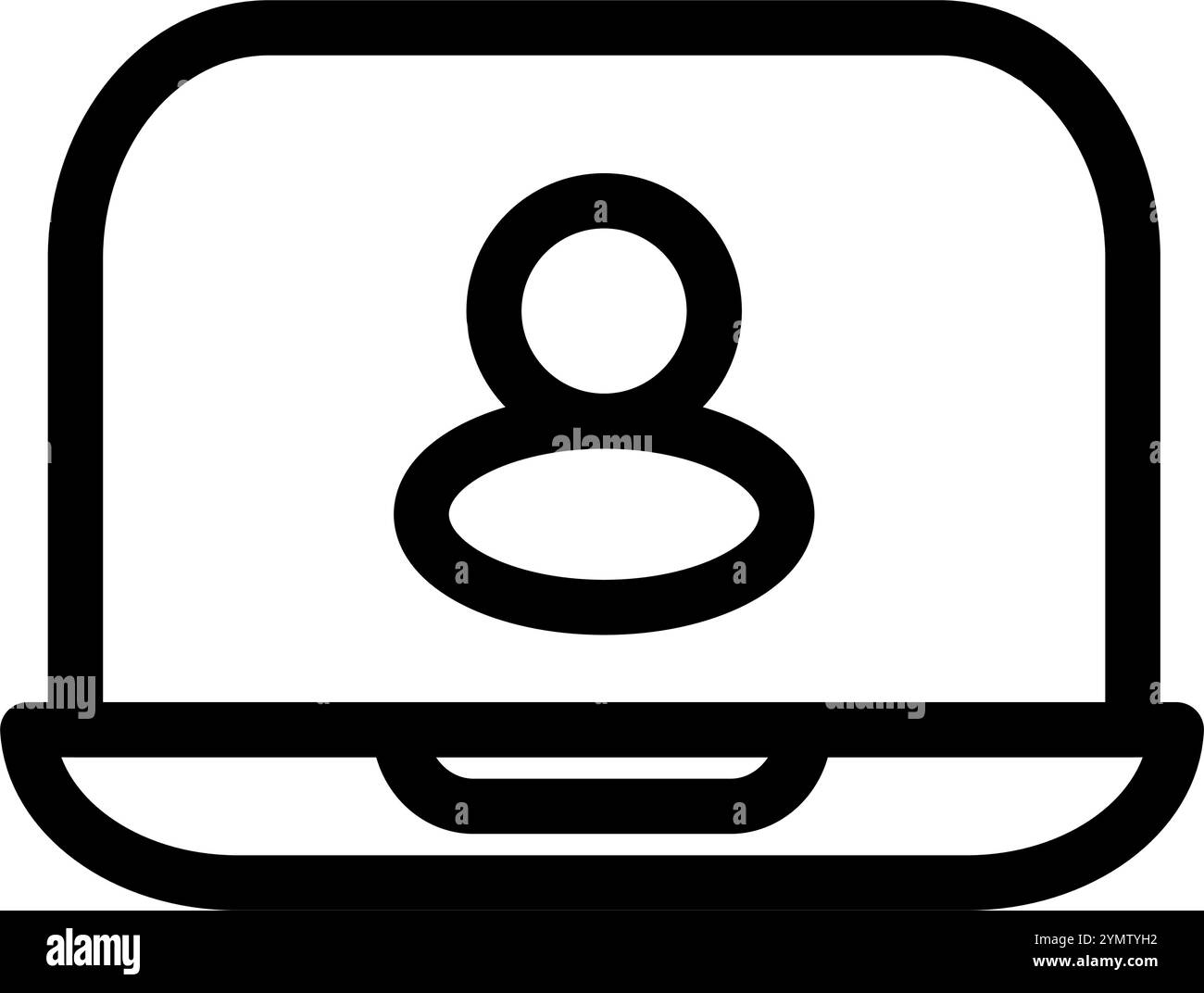 Laptop with an avatar representing distance learning symbol - modern ...