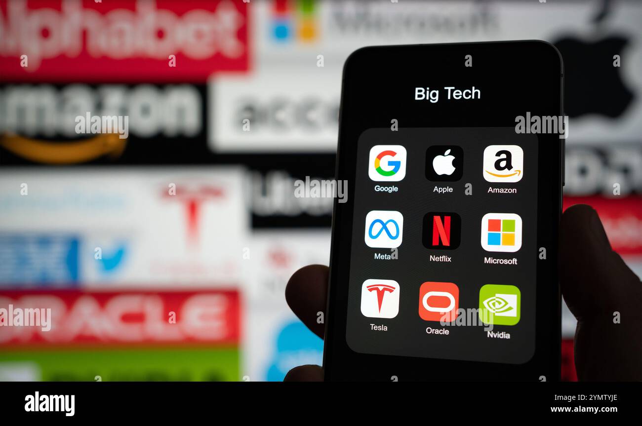 US big technology company logos displayed on mobile device Stock Photo ...