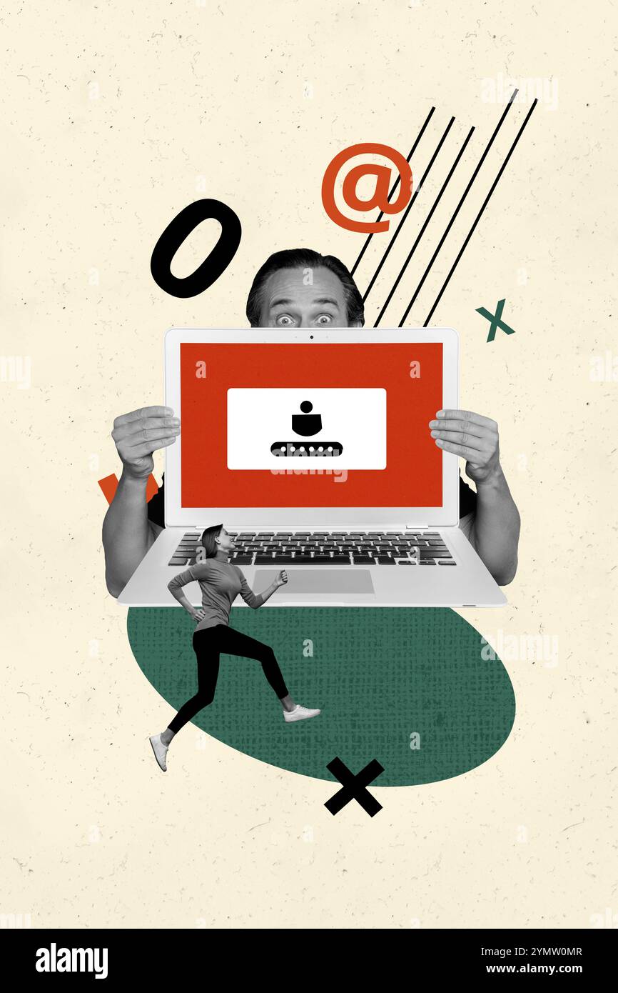 Composite trend artwork sketch image photo collage of hacker data lock ...