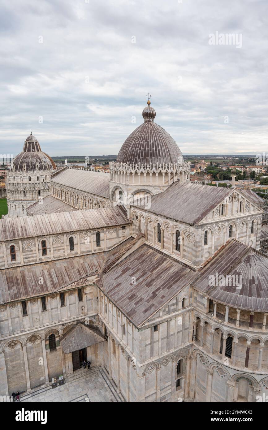 Architectural details of facade and dome of medieval Pisa Cathedral in ...