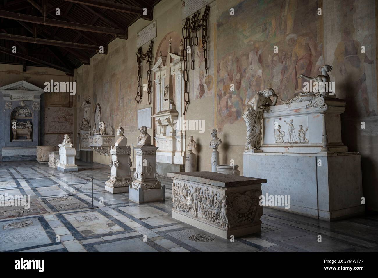 Interior of The Camposanto Monumentale, the ancient cemetery and ...