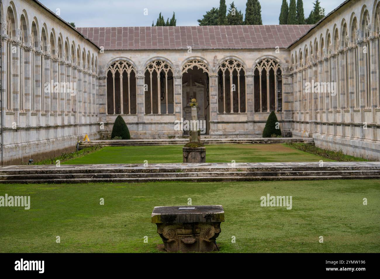 Interior of The Camposanto Monumentale, the ancient cemetery and ...
