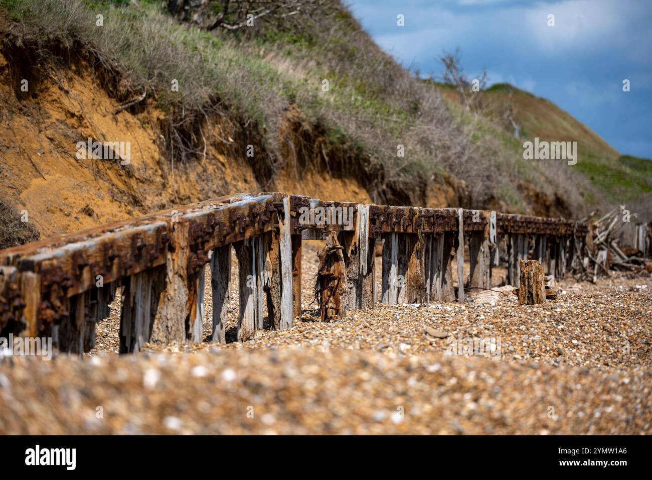 Historic wooden coastal defence groynes hi-res stock photography and ...