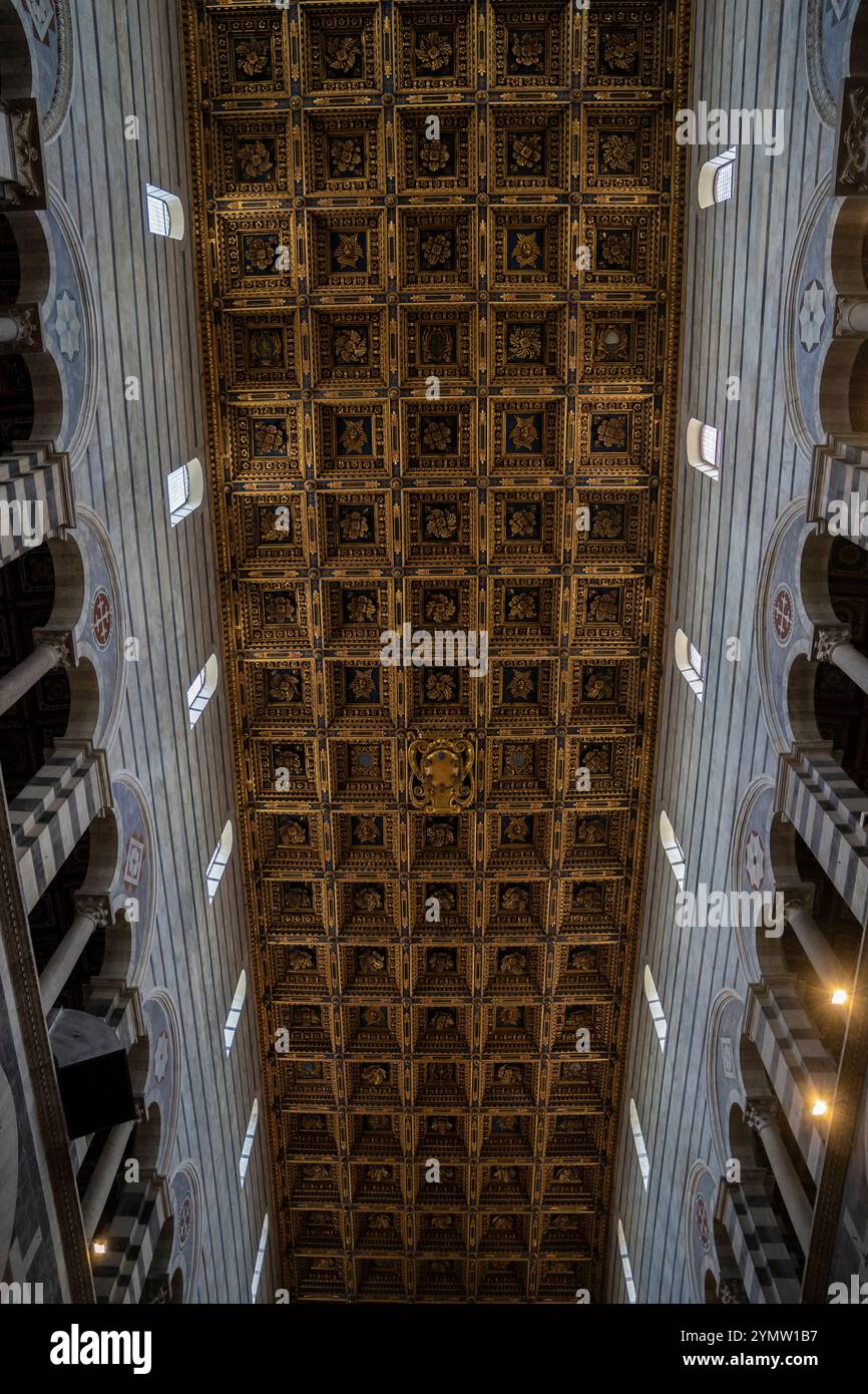 Interior view of the Pisa Cathedral (Santa Maria Assunta) on the Square ...