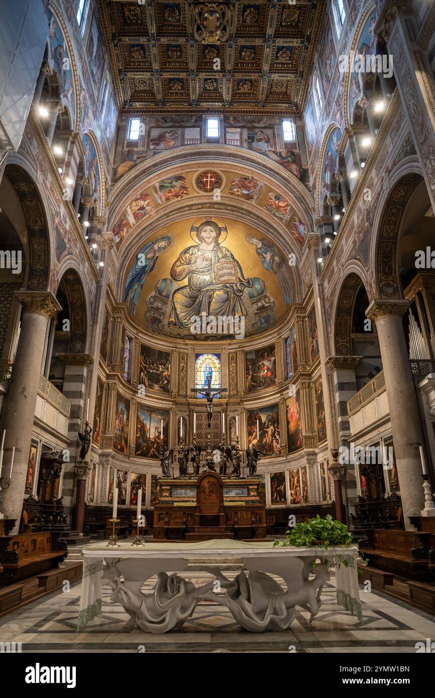 Interior view of the Pisa Cathedral (Santa Maria Assunta) on the Square ...