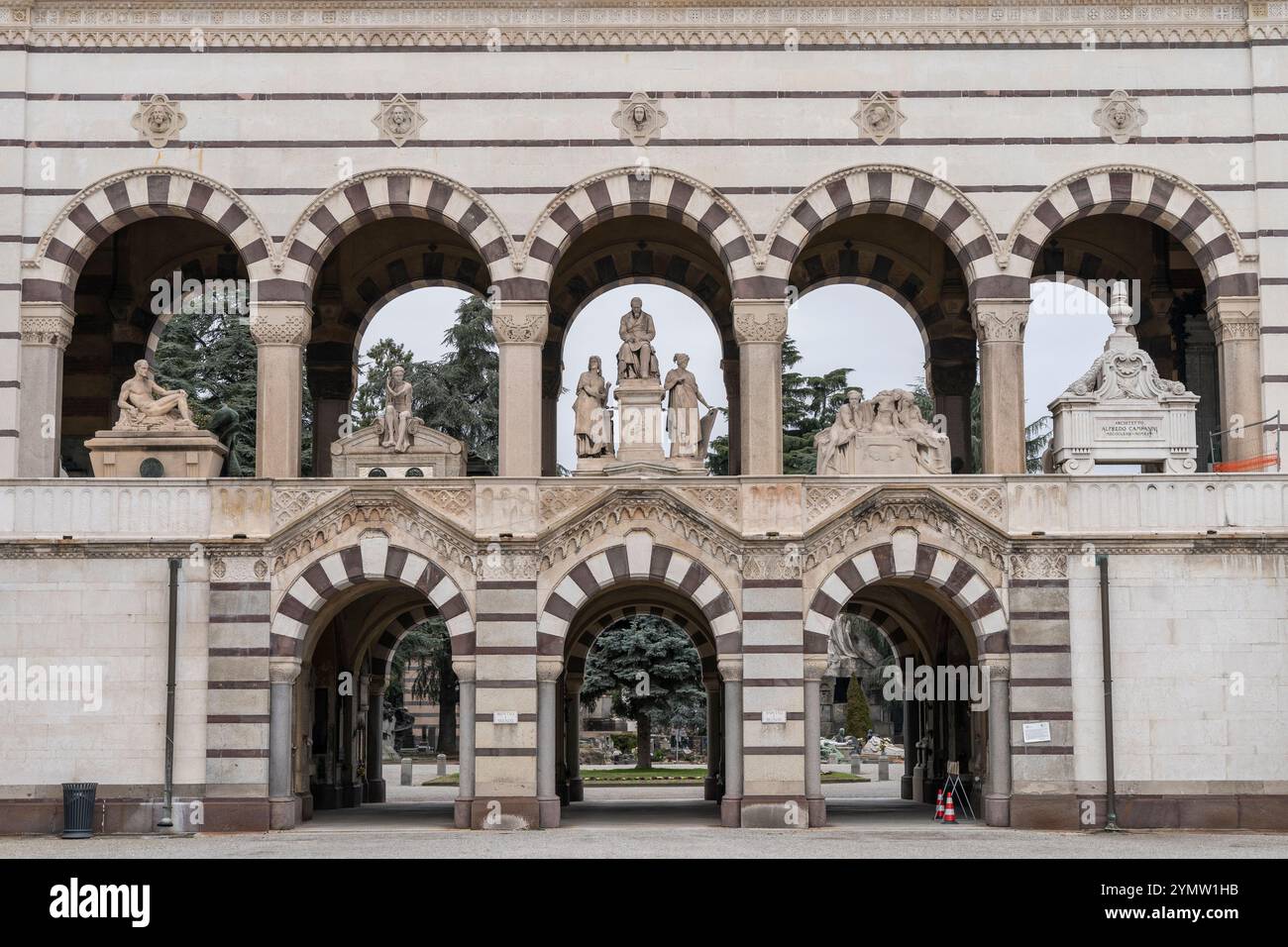 A gallery in the Monumental cemetery in Milan. (Cimitero Monumentale di ...