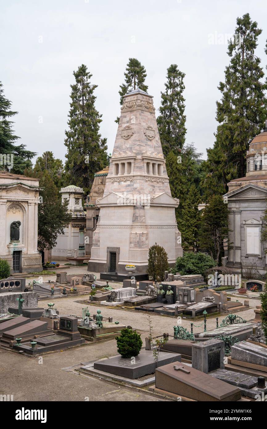 A gallery in the Monumental cemetery in Milan. (Cimitero Monumentale di ...