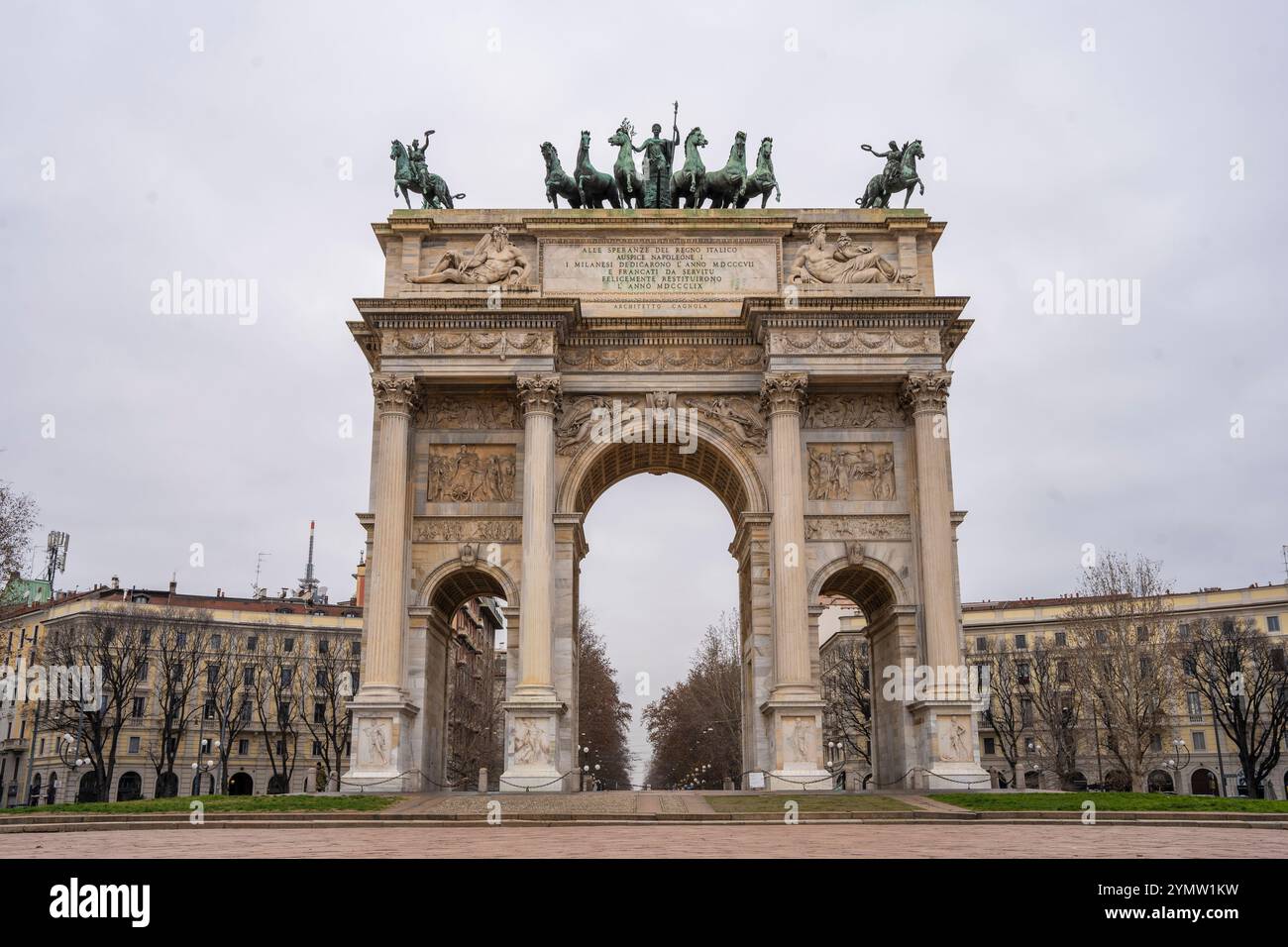 The triumphal arch known as Arco della Pace, or the Arch of Peace ...