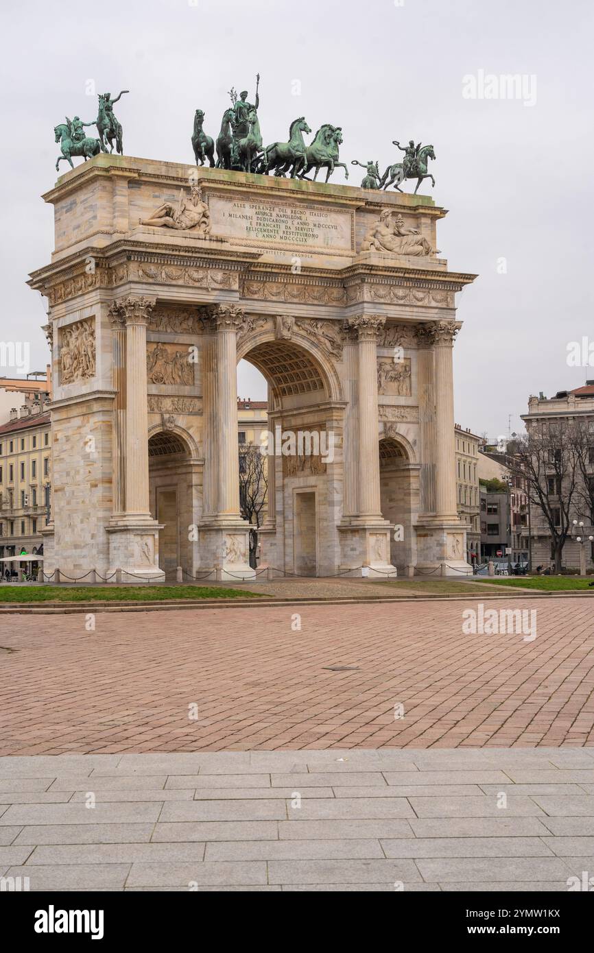 The triumphal arch known as Arco della Pace, or the Arch of Peace ...