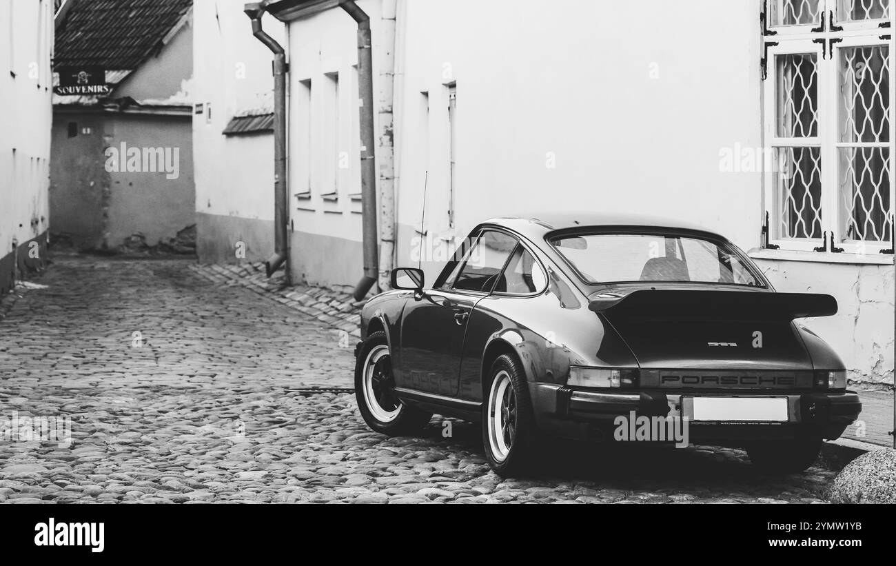 Side View Of Porsche 930 Car Parked In Old Narrow Street Stock Photo ...