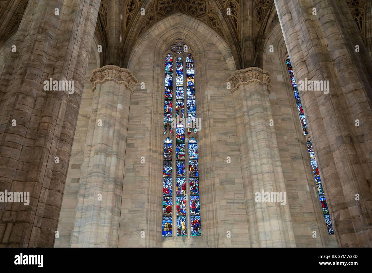 Interior view Inside the famous Duomo, the cathedral of Milan city ...