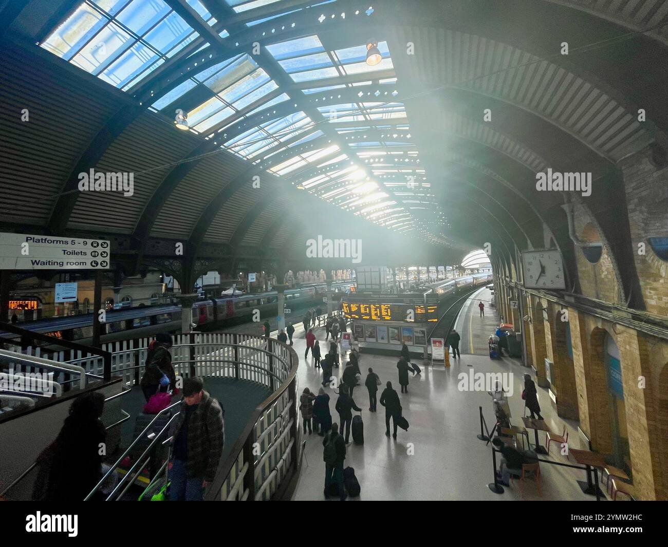 the roof and platforms at historic york station in yorkshire england UK ...
