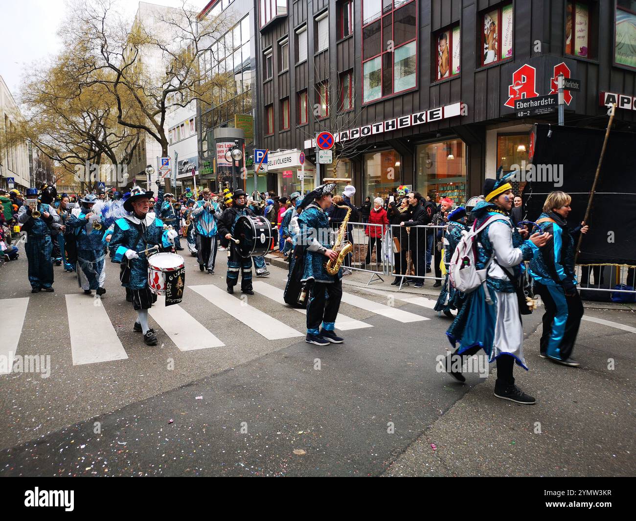 Stuttgart, Germany, 5th March 2019. A colourful parade with marching ...
