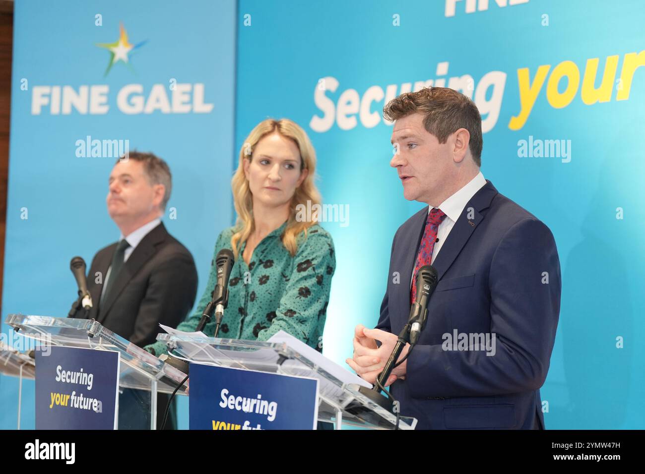 Fine Gael's Paschal Donohoe (left), Helen McEntee and Peter Burke ...