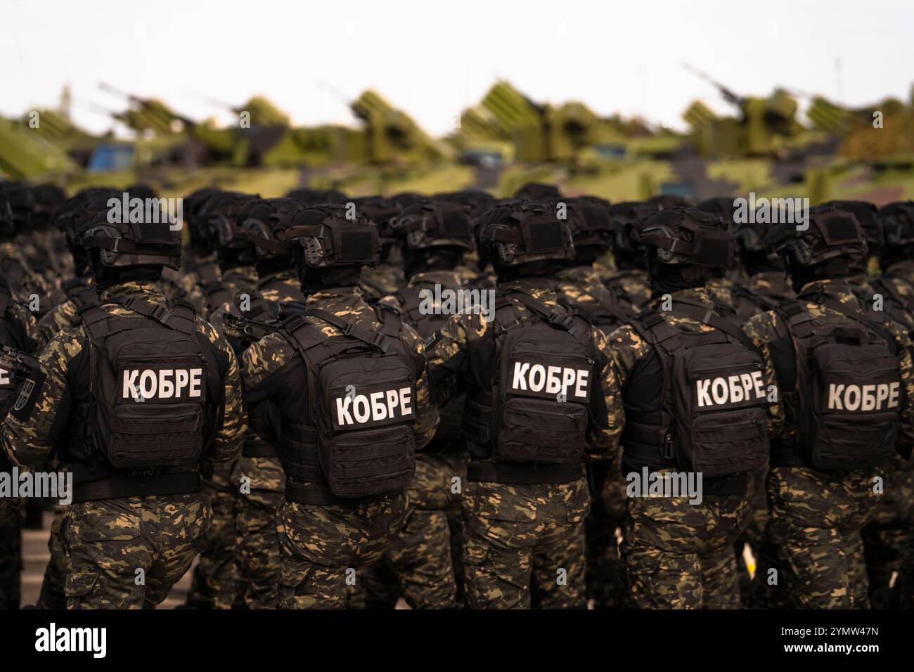 Presentation of Serbian Armed Forces. Rows of Soldiers with Modern ...