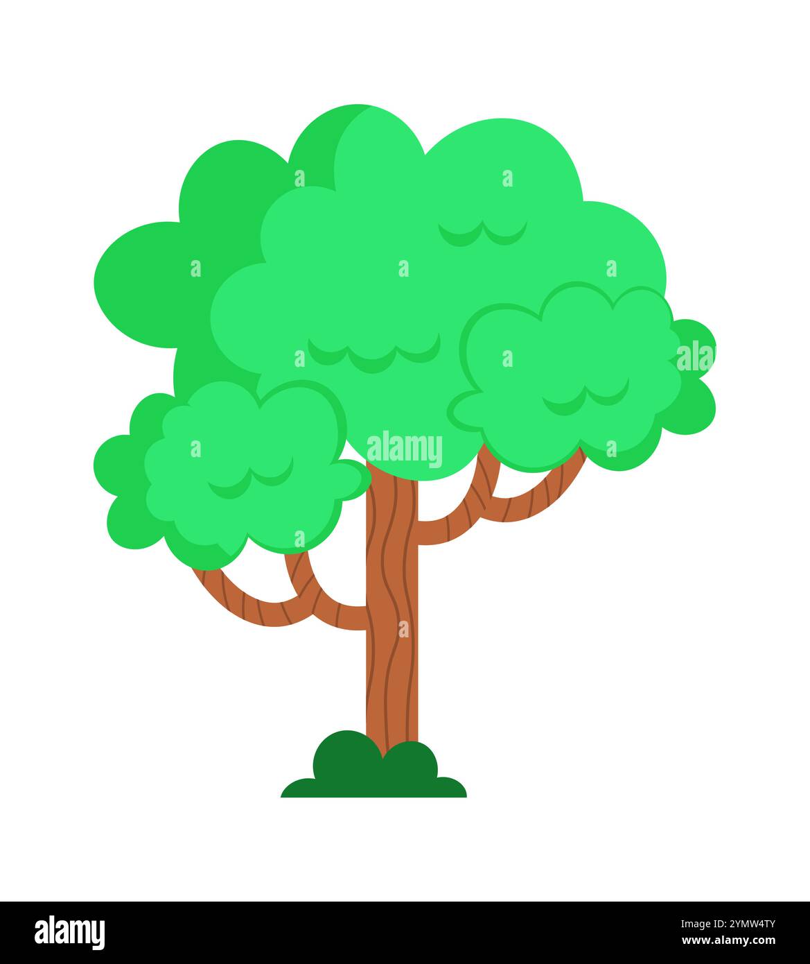 Cartoon trees. Green tree vector illustration. Doodle wood plant Stock ...